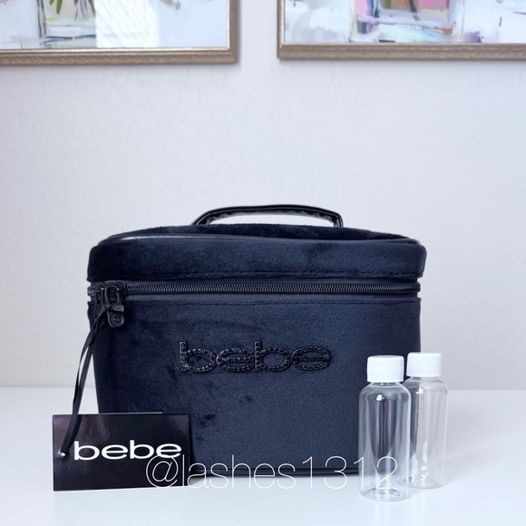 bebe | Bags | Bebe Cosmetic Bag Makeup Train Case Black | Poshmark